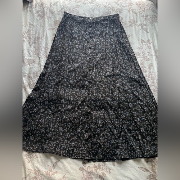 Vintage | Skirts | Vintage Dark Floral Full Button Down Maxi Skirt 9s ...